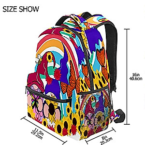 KIOPLYET Gnomes Sunflower Rainbow College Bookbag School Bag Children Kids Teens Business Laptop Backpack Travel Hiking Daypack Large Diaper Bag for Adult