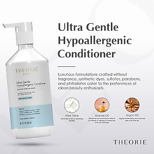 Theorie Pure Collection Hypoallergenic Conditioner-Plant & Vegan - Conditions, Soothe Itchy & Allergy Prone Skin - Fragrance-Free - Ultra Sensitive Scalp, Pump Bottle - 400mL - Pack of 1