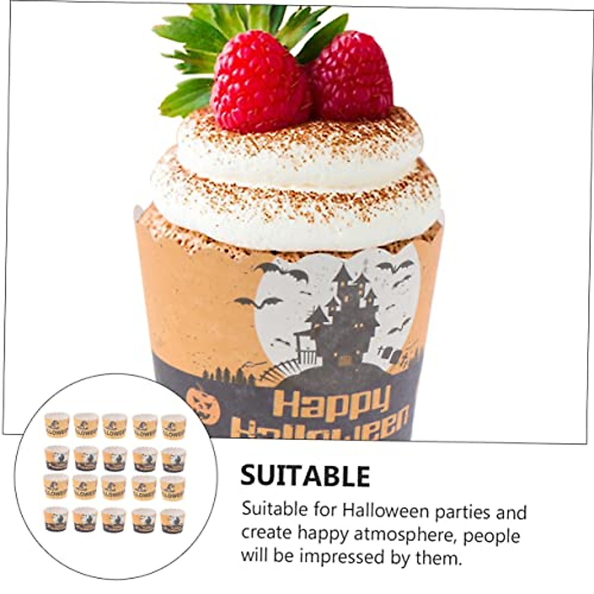 DOITOOL 100pcs Halloween Muffin Cups Mini Cakes Thickening Mousse Mini Cake Boxes Halloween Cupcake Decor Paper Cupcake Wrappers Halloween Cupcake Wrapper Cake Packing Cup Baking Cups Hard