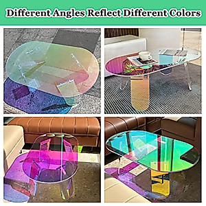 Nalwort Acrylic Coffee Table, Colorful Round Side Table, Iridescent Clear End Table for Living Room Bedroom, 37.4" L x 19.7" W x 13.8" H