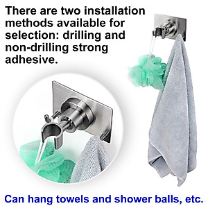 Shower Head Holder All Metal Strong Adhesive and Drilling Screws Two Installation Methods, Adjustable Handheld Shower Head Mount,Stainless Steel Hand held Showerhead Wand bracket
