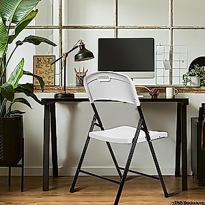 Umigy 6 Pcs Plastic Folding Chairs Comfortable Event Chairs Modern Party Chairs Lightweight Durable Foldable Chair for Home Office Outdoor Indoor, White (White)