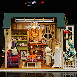 Ailgely DIY Miniature Dollhouse Kit Realistic Mini 3D Wooden Doll House Kit,Tiny House Kit with Furniture LED Lights,Miniature House Kit 1:24 Scale,Gift for Birthday Valentine's Wedding Day