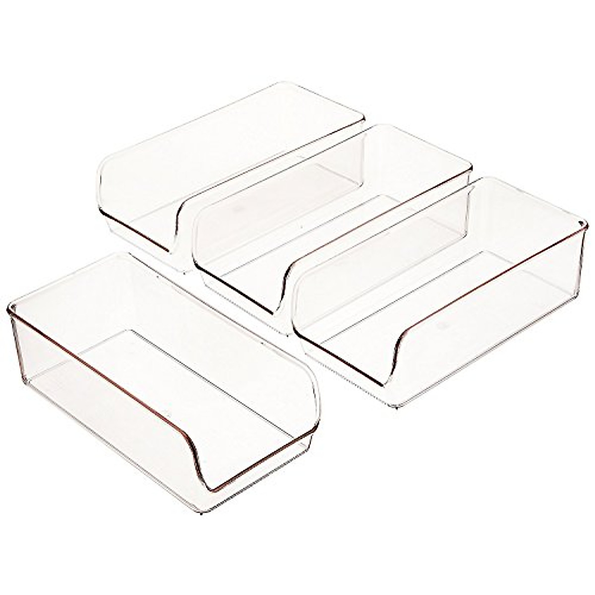 iDesign Linus Plastic Fridge and Freezer Storage Organizer Bin, Clear Container for Food, Drinks, Produce Organization, BPA-Free , 11" x 5.5" x 3.5", Set of 2, Clear