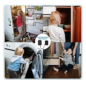 2 Pack Refrigerator Lock, Heavy Duty Combination Fridge Freezer Lock, Keyless Child Baby Safety Lock for Cabinets, Drawers, Closets, Doors, Window, cerradura de nevera