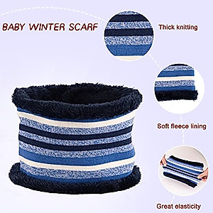 Fancosni Winter Gloves Beanie and Hat for Kids Set, Toddler Winter Hat for Children Boys and Girls 2 3 4 5 6 Age, Scarf Neck Warmer, Touch Screen Gloves Beanie Cap for Cold Winter, 3pcs Blue