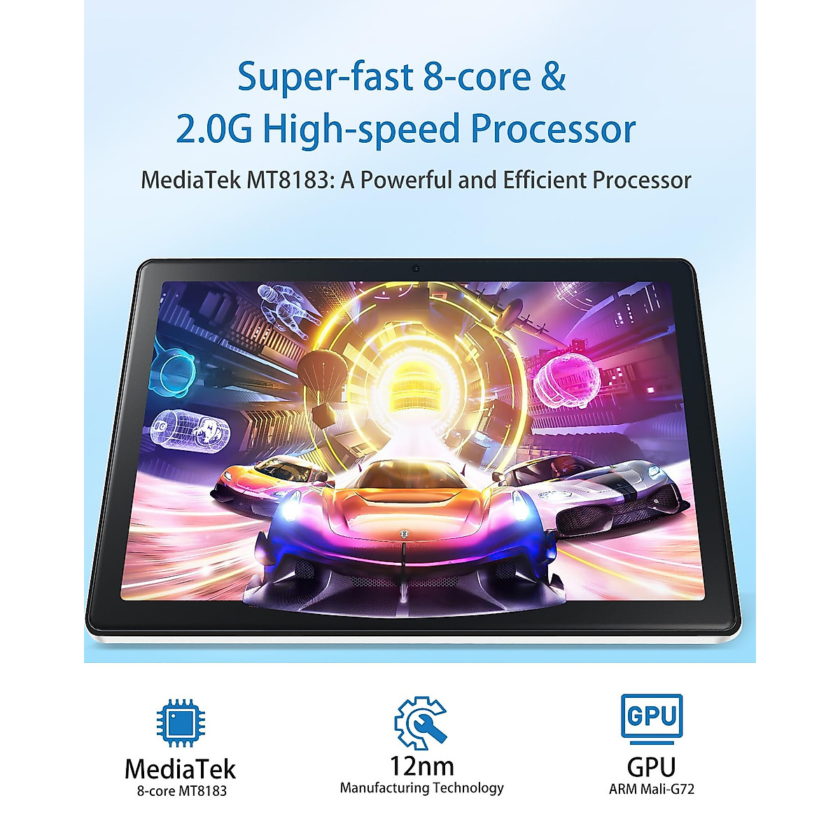 NOBKLEN Tablet 10 Inch 8GB 128GB Storage, 8-core Processor, WiFi 6, 1920 * 1200 IPS Display, 8000mAh Battery, Bluetooth 5.0, GPS, 5+13M Dual Camera, and Parental Controls
