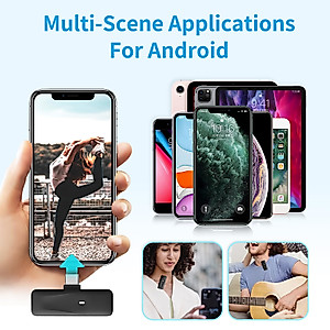 PILSAMAS Mini Wireless Lapel Lavalier Microphone for Android, iPhone 15 Pro Max - 2 Pack, 32H Battery, Noise Canceling - USB C Microphone, Clip On iPhone Microphone for Video Recording, Streaming