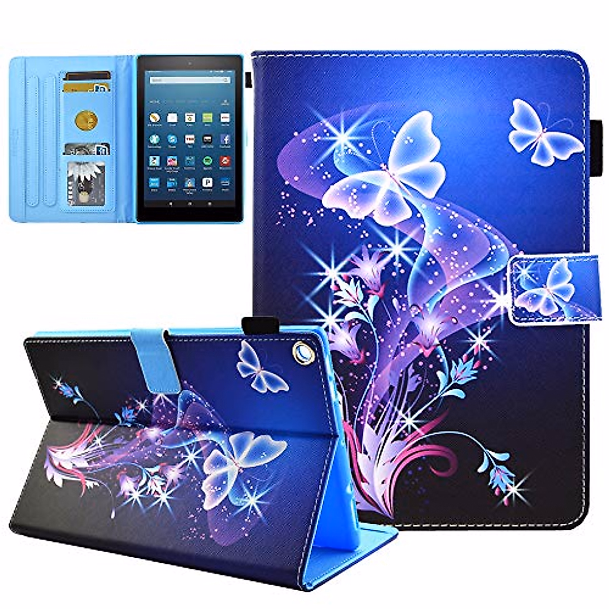 Case for Kindle fire HD 8 Old Model (Only Fit 2018 2017 2016, 8th/7th/6th Gen), Not Fit HD 8 2020 Tablet and HD 8 Plus, JZCreater Standing Case Cover with Auto Wake/Sleep, Purple Butterfly