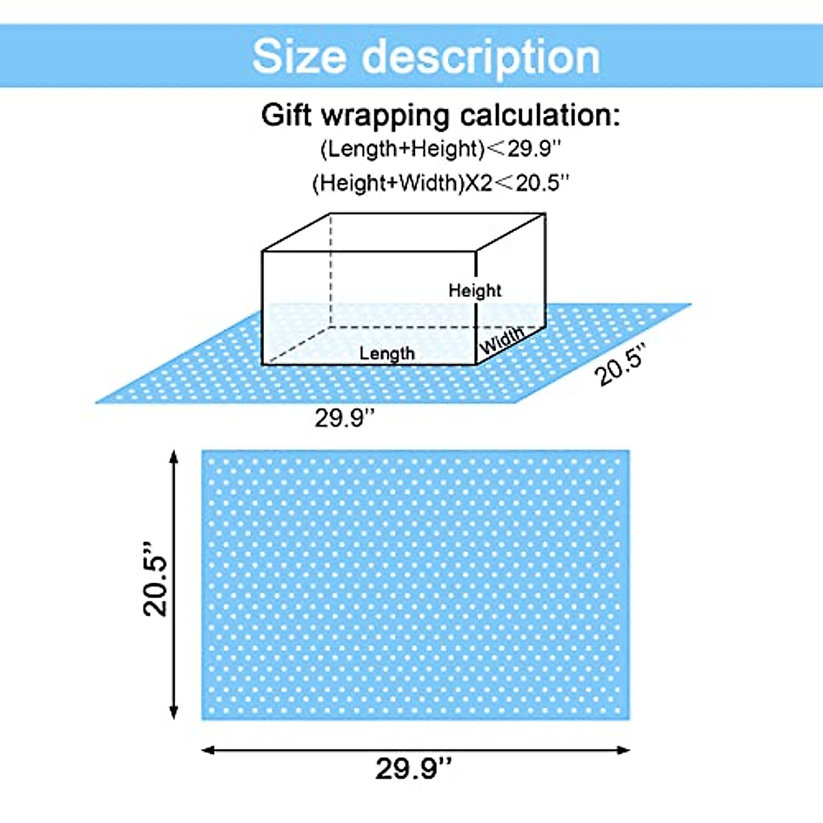 10 Sheets XL Polka Dot Gift Recyclable Wrapping Paper Sheets for Kids, Baby, Female, Male on Birthday, Christmas