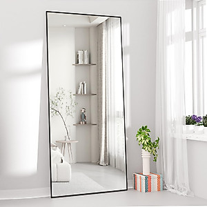 NEUWEABY Full Length Mirror 65"x24" Floor Mirror Large Black Mirror Body Rectangle Mirror for Bedroom Living Room Standing Hanging or Leaning Against Wall Aluminum Alloy Frame