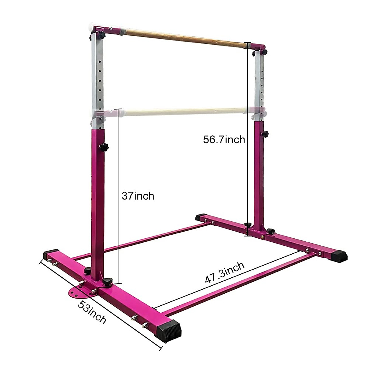 JC-ATHLETICS Gymnastic Kip Bar,Kids Girls Junior Ages 3-15,3' to 5' Adjustable Height,Home Gym Equipment,Home Training,1-4 Levels,260lbs Weight Capacity