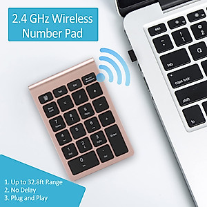 Yoidesu 22 Keys Number Pads, Numeric Keypad Portable 2.4 GHz Number Keyboard Financial Accounting Number Keyboard for Laptop, PC, Desktop, pro, Notebook, etc.(Rose Gold)
