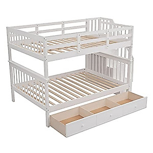 HYC Stairway Bunk Bed with 3 Drawers White