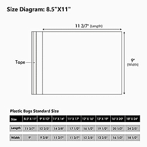 Somime 50 Pack Acid-Free Crystal Clear Sleeves Storage Bags for 8.5x11 Art Prints/Pictures/Photos/Framing Mat Mattes (Bag Size: 9"x11 3/7")