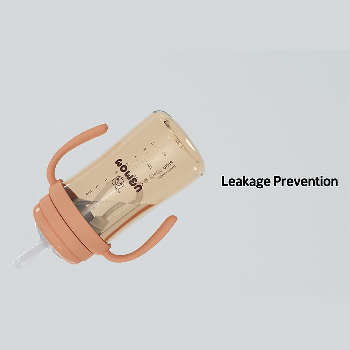 UBMOM No-spill, Backflow prevention Sippy Cup with Straw, PPSU Learner Cup with Handle for Baby and Toddlers, BPA free, 9.47oz (Banana)