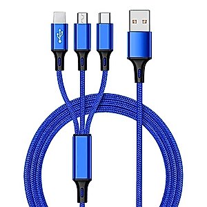 Pro USB 3in1 Multi Cable Compatible with Samsung Godiva Data Universal Extra Strength for Fast Quick Charging Speeds! (Blue)