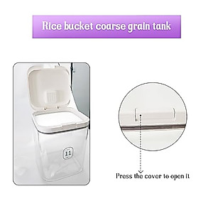 Qiveno Airtight Rice Storage Bin Flour Storage Container 11 L/10.5qt/10kg, Clear Food Container with Measuring Cup Airtight Lid for Kitchen Pantry Organization and Storage