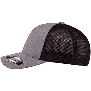 1960-63 Ford Falcon Hardtop Outline Design Flexfit Trucker Mesh Fitted Cap Heather/Black
