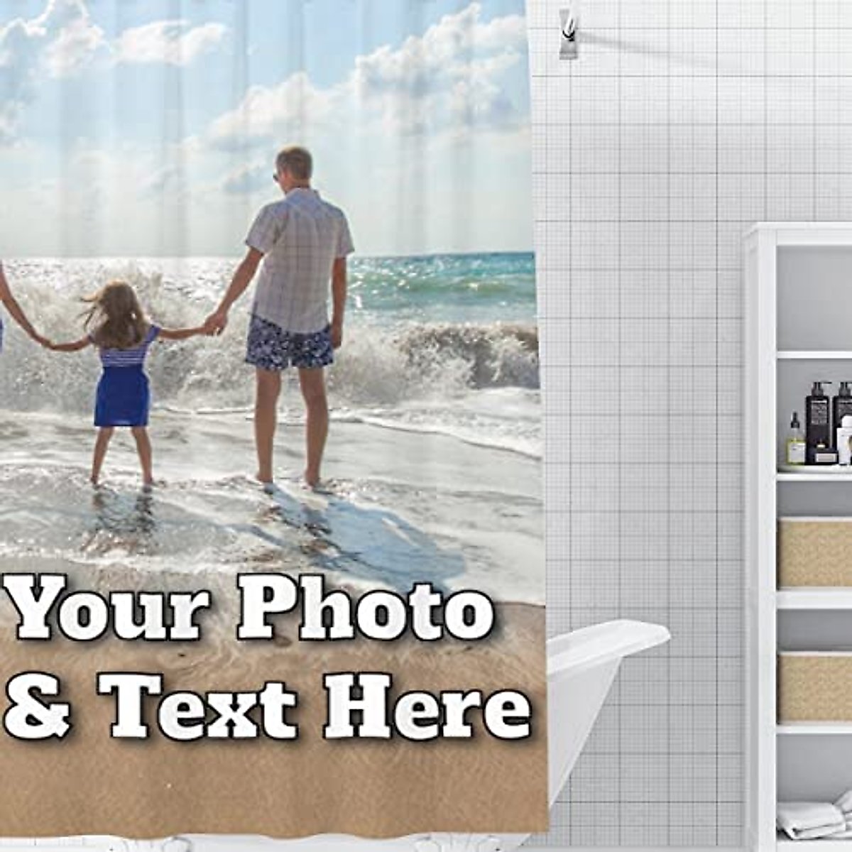 Sinsoledad Custom Shower Curtain, Personalized Shower Curtain Upload Image Backdrop Photograph Art Design ADD Logo Text (48"x72")
