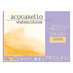 Fabriano AEW BL 4CO 25F GF Watercolour Paper - 12.5 x 18 cm Extra White