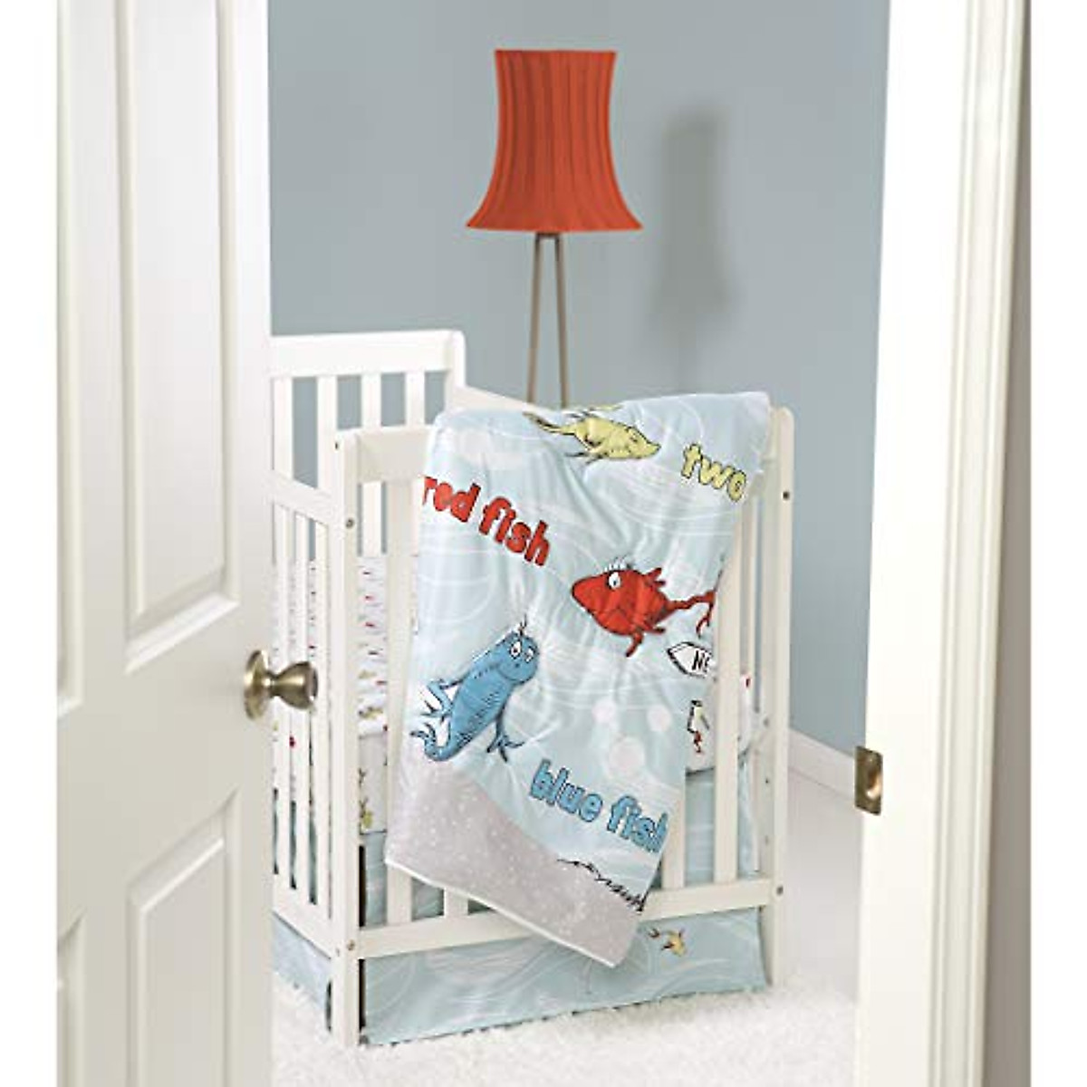 Trend Lab Dr. Seuss One Fish Two Fish 4Piece Crib Bedding Set Nursery Baby Bedding