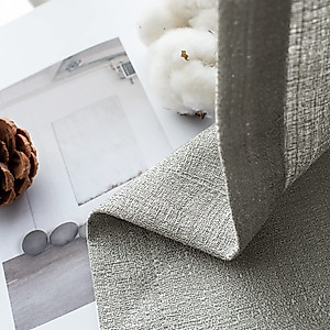 Melodieux Grey Semi Sheer Curtains 84 Inches Long for Living Room - Linen Look Bedroom Grommet Top Voile Drapes, 52 by 84 Inch (2 Panels)