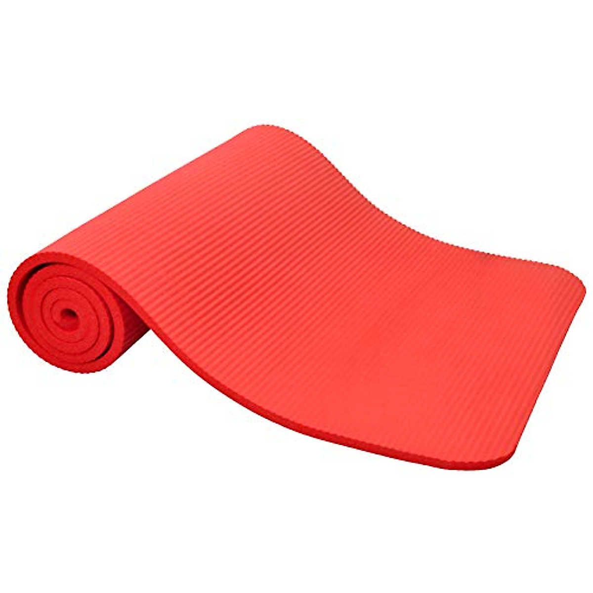 Signature Fitness 1/2-Inch Extra Thick High Density Anti-Tear Exercise Yoga Mat with Knee Pad and Carrying Strap, Red