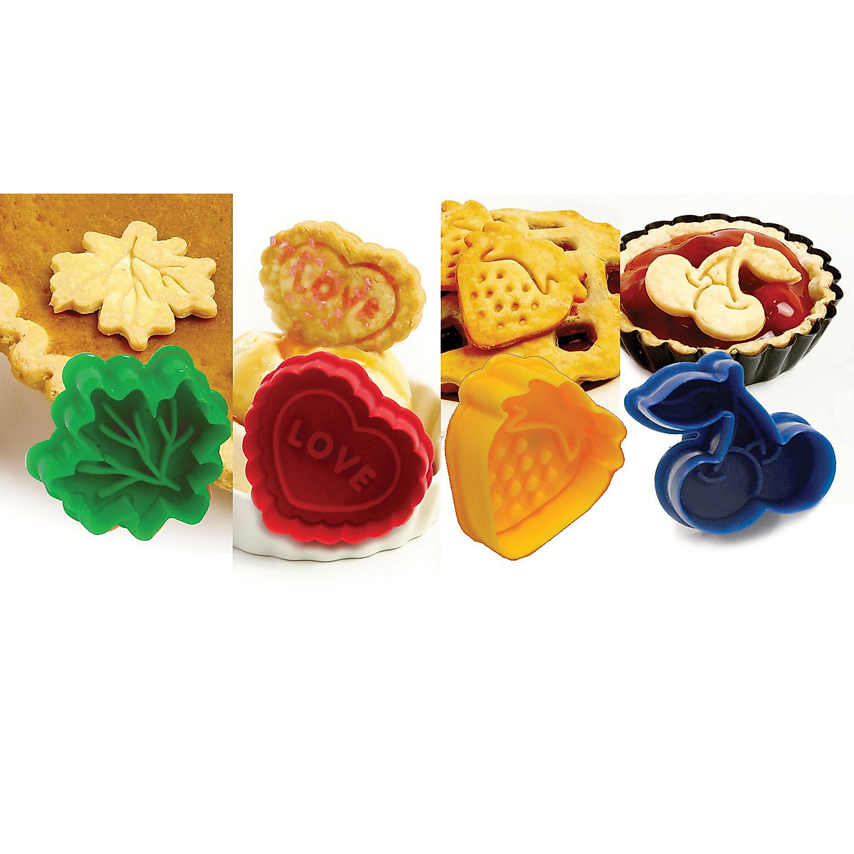 Norpro Pie Topper Cutters Cookie Stamp, Set of 4, Multicolored