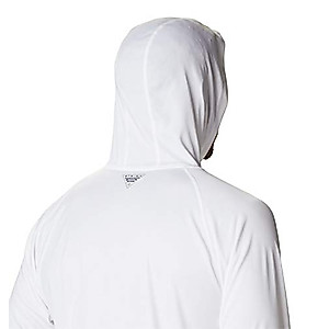 Columbia Men's Terminal Tackle Hoodie, White/Red Spark Logo, Large