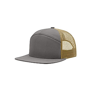 Richardson Seven-Panel Trucker Cap One Size Charcoal/ Old Gold
