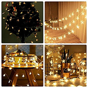 Fairy Lights, Star Stirng Lights 34 FT 100 LED, Indoor Twinkle Lights with 8 Modes, USB Hanging Wall Lights with Remote Control, Wedding Bedroom Party Christmas Decorations (Warm White)