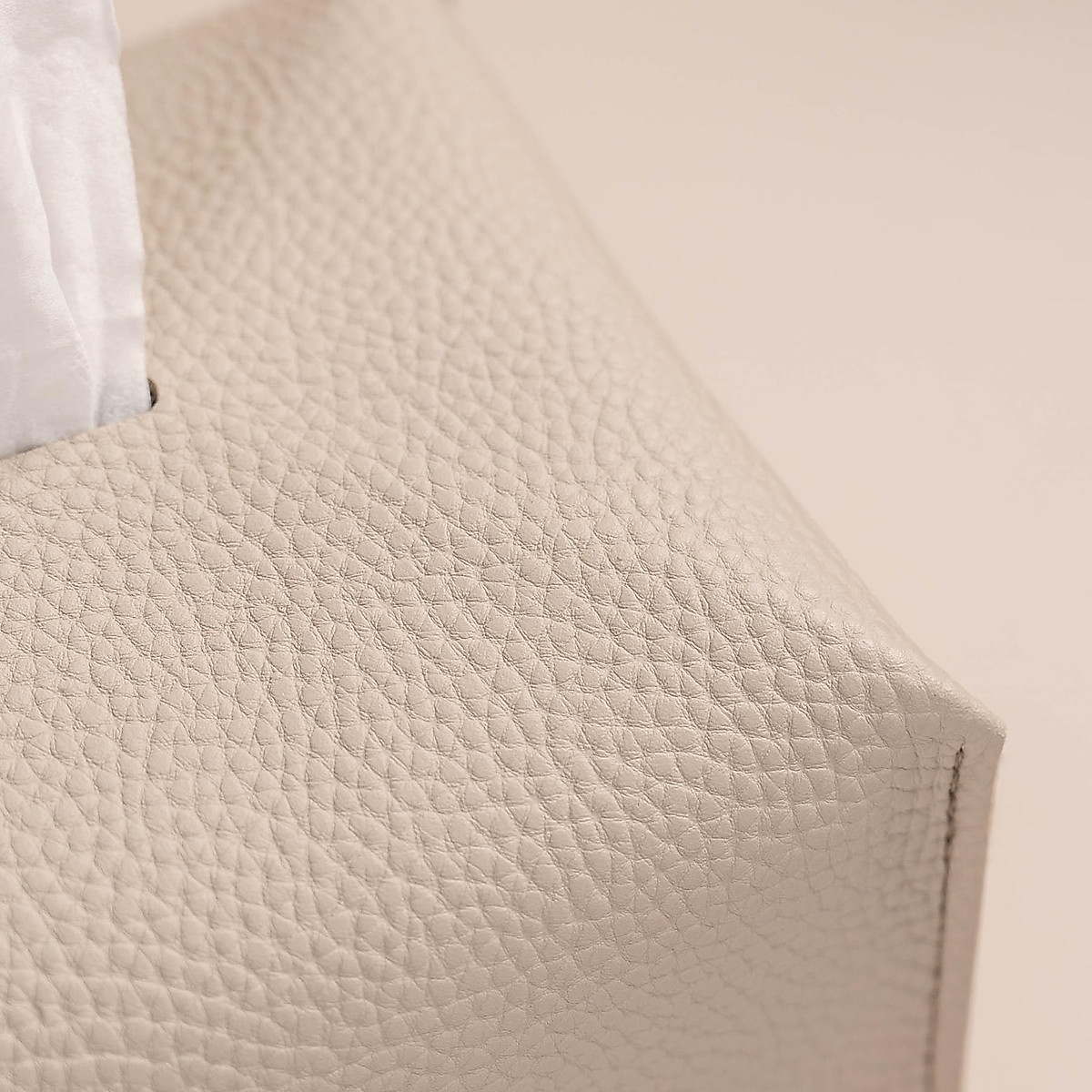 OLETHA Aesthetic Rectangle Tissue Box Cover, Medium Flat Box Tissues Holder Rectangular, Light Taupe