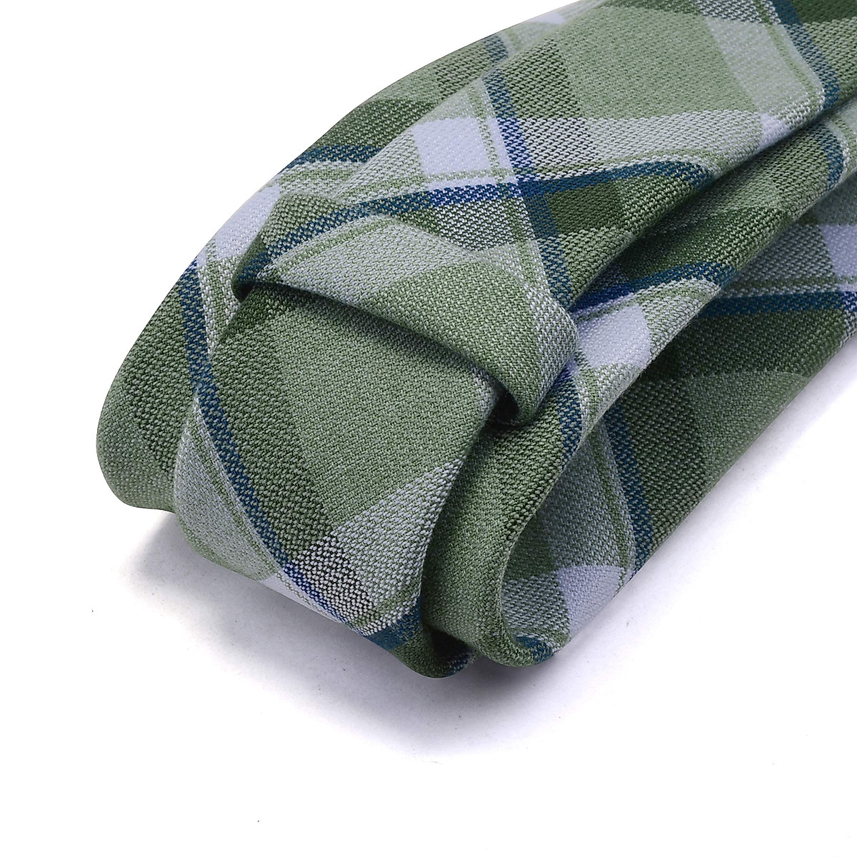GUSLESON Olive Green Tie Skinny Striped ties Tartan Cotton Wedding Neckties (0910-11)
