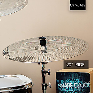 Low Volume Ride Cymbal, 20 inches Practice Ride Cymbal, Quiet Ride Cymbal (20'', Silver)