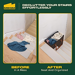 MBIGM Stairs Basket - Multi-Functional Basket for Carpeted and Wooden Stairs - Perfect Staircase Organizer with Handles for Laundry, Shoes, and More!