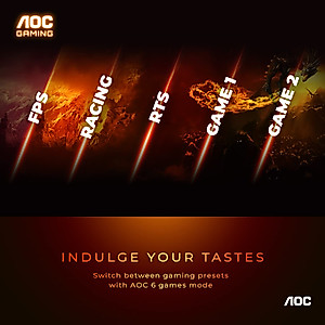 AOC C24G1A 24" Curved Frameless Gaming Monitor, FHD 1920x1080, 1500R, VA, 1ms MPRT, 165Hz (144Hz supported), FreeSync Premium, Height adjustable Black