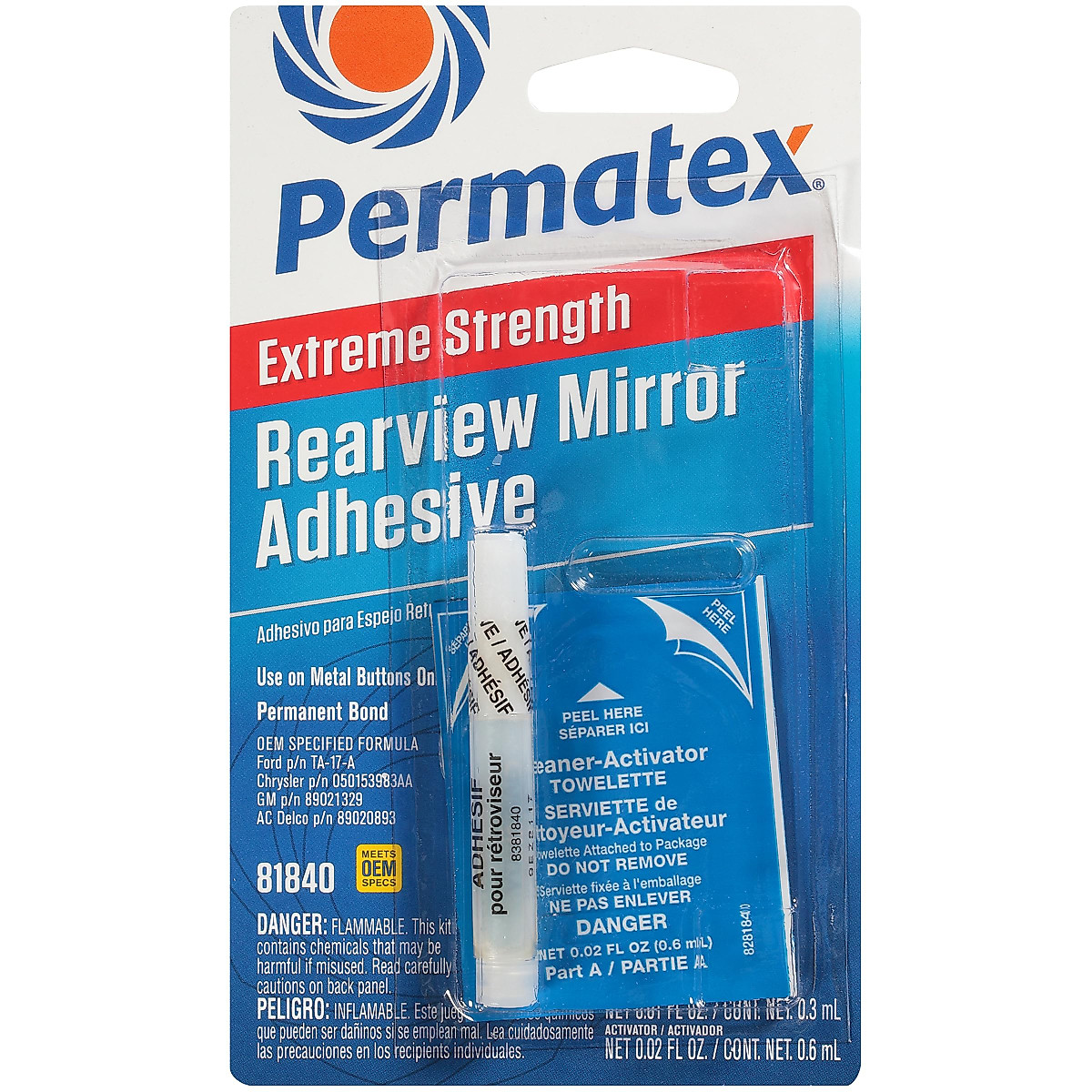 Permatex 81840 Extreme Rearview Mirror Profressional Strength Adhesive Kit , White