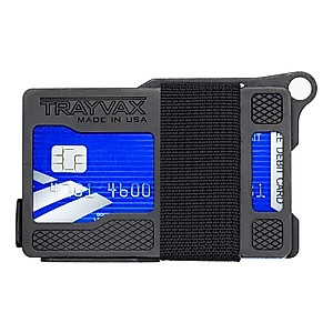 Trayvax Armored Summit Wallet, RFID Front Pocket Metal Credit Card Holder with Money Clip, Slim Minimalist Wallet for Men and Women, Shadow Black