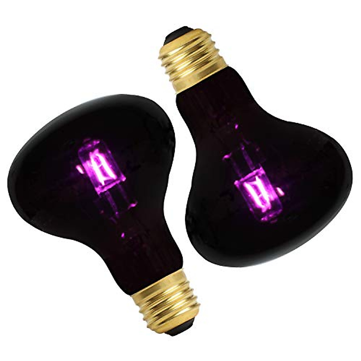 2 Pack 75W Reptile UVA Infrared Moonlight Night Heat Lamp,Basking Spot Bulb Black Glass Cover for Lizard, Chameleon, Snake, Aquarium Reptile, Amphibian