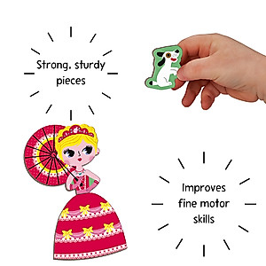 Janod MagnetiBook 63 pc Magnetic Princess Costumes Dress Up Game - Ages 3+ - J02725
