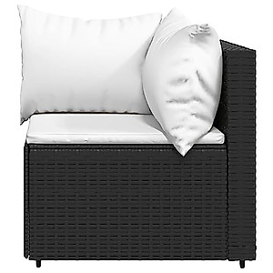 vidaXL Outdoor Patio Lounge Set - 3-Piece Modular Sofa Set with Cushions - Durable PE Rattan & Powder-Coated Steel Material - Comfortable Thick Padded Cushions - Weather-Resistant Outdoor Furnitur...