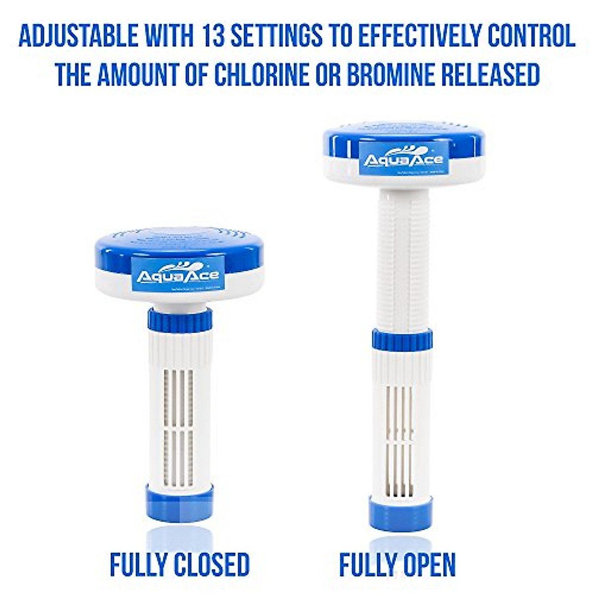 AquaAce Floating Spa Hot Tub Dispenser for 1 Inch Bromine or Chlorine Tablets, Premium Adjustable Chemical Floater, 13 Settings for Maximum Flow Control