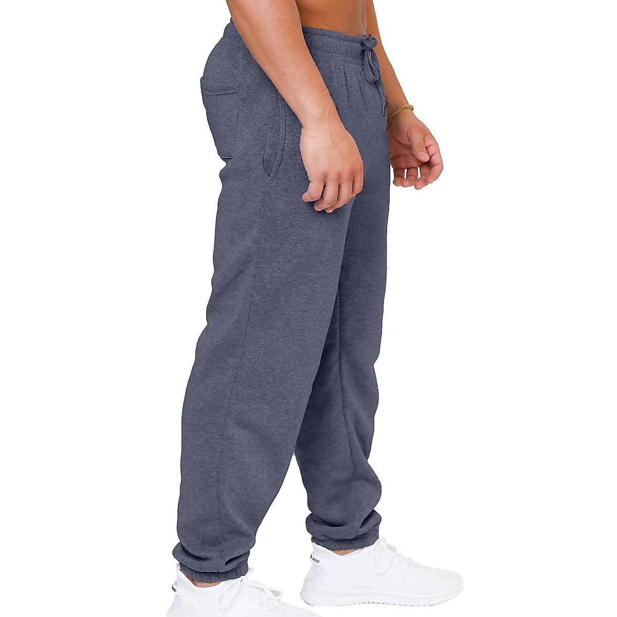 UNIQUE STYLES ASFOOR Elastic Bottom Baggy Sweatpants for Men, Soft Men’s Lounge Pants, Lightweight Men’s Athletic Pants, Fleece Sweat Pants with Pockets, Workout Joggers for Men | Charcoal - Large