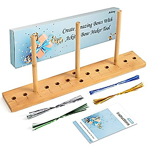 Ackitry Bamboo Extended Bow Maker for Ribbon for Wreaths, Ribbon Bow Maker with Twist Ties and Instructions for Creating Gift Bows, Hair Bows, Corsages, Christmas Holiday Wreaths, Various Crafts