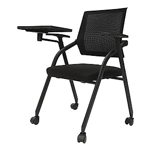 WUPYI Conference Room Chairs with Table, Stackable Foldable Ergonomic Reception Office Chair with Lumbar Support, Armrest,Mesh Bouncing Back and Wheels,for Guest,Meetings,Waiting Room