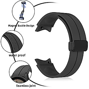 Galaxy Watch 6 5 4 Bands 44mm 40mm/Galaxy Watch 5 Pro Bands 45mm,Sport Band Compatible for Samsung Galaxy Watch 6 4 Classic Bands,20mm Adjustbale Soft Silicone Replacment Wristband for Women Men Girl (Black)