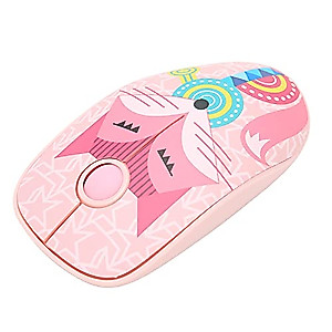 Pink Gaming Mouse, 1500DPI 2.4GHz Wireless Mouse with Cute Cartoon Pattern, 3 Intelligent Sleep Modes, Rechargeable Silent Mouse for Computer Laptop