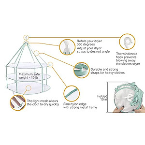 AMBER CAT | 𝓐𝓜𝓑𝓔𝓡 𝓒𝓐𝓣 | 3-Tier Sweater Drying Rack Mesh | Foldable Hanging Dryer | Laundry Mesh Drying Rack | Foldable Clothing Dryer Racks Collapsible (3 Tier Green)