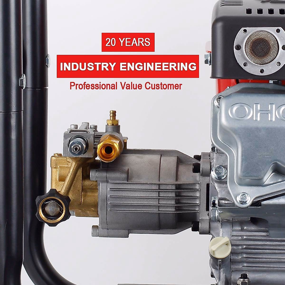 YAMATIC 3/4" Shaft Horizontal Pressure Washer Pump 3300 PSI @ 2.5 GPM Brass Head Power Washing Pump Replacement for Simpson MSH3125,MSH3125-S,520004, Karcher G3050OH and More